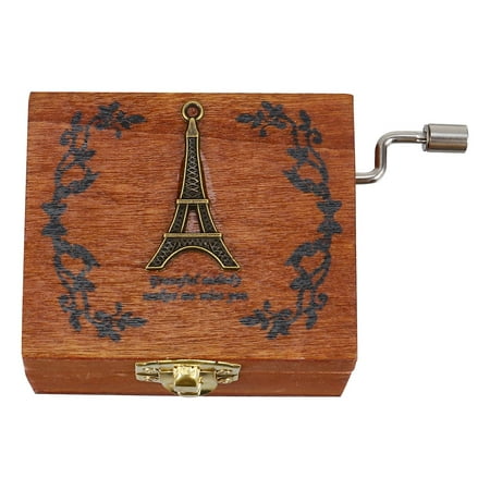 1pc Iron Tower Music Box Cute Retro Wood Musical Box Manual Music Box ...