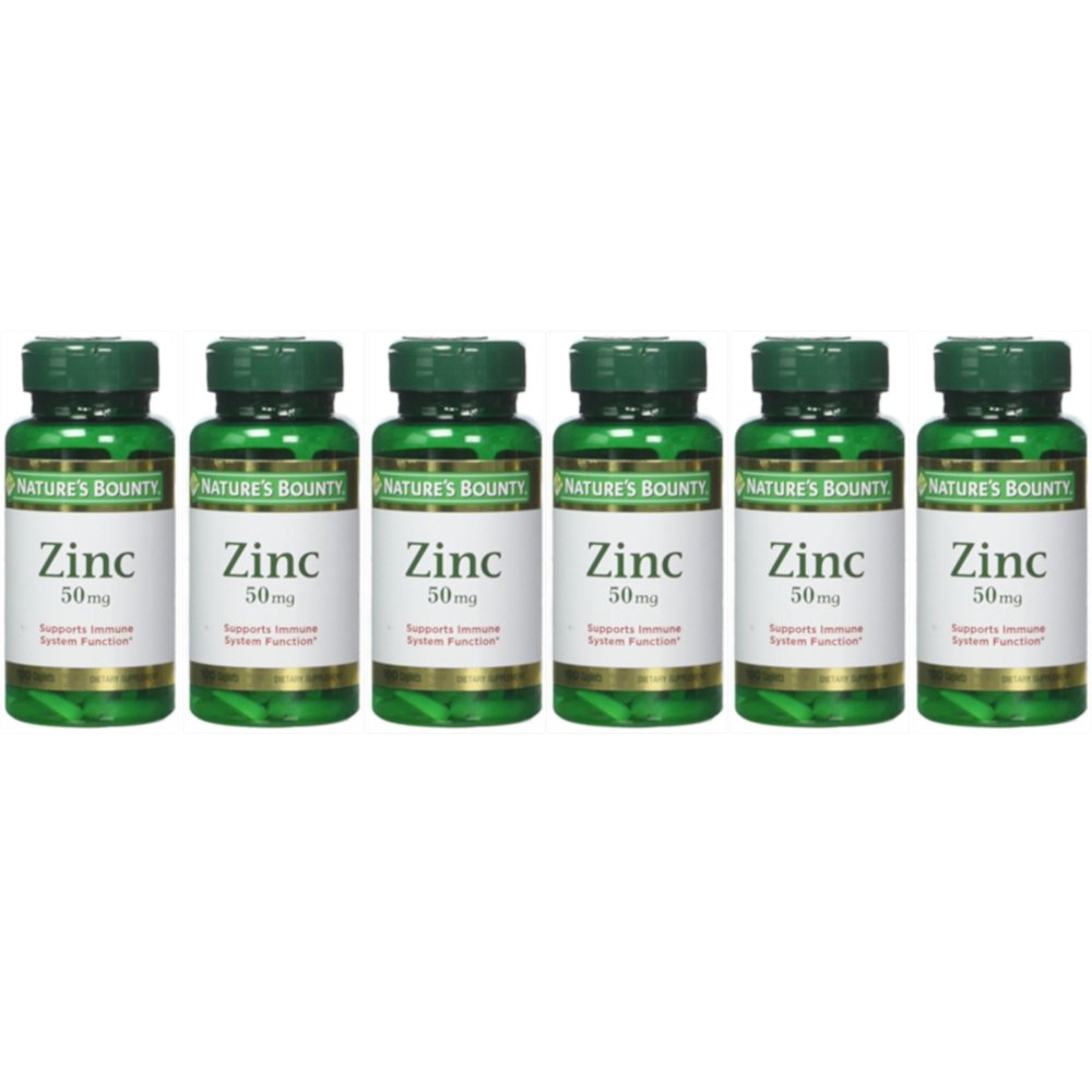6 Pack - Nature's Bounty Zinc 50 mg Caplets 100 Each - Walmart.com ...