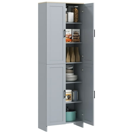 HOMCOM 67" Kitchen Pantry 4-door Storage Cabinet with Adjustable ...