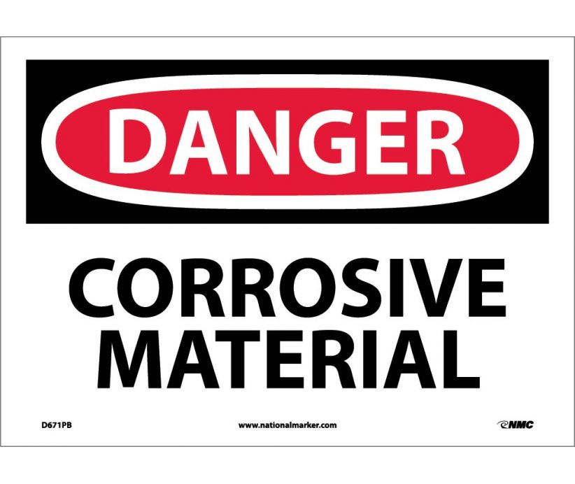 NMC Signs D671Pb, Danger Corrosive Material Sign, 10 X 14, Pressure ...