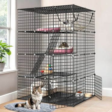 Dextrus Extra Big 4-Tier Indoor Cat Cage with Large Hammock, Perfect ...