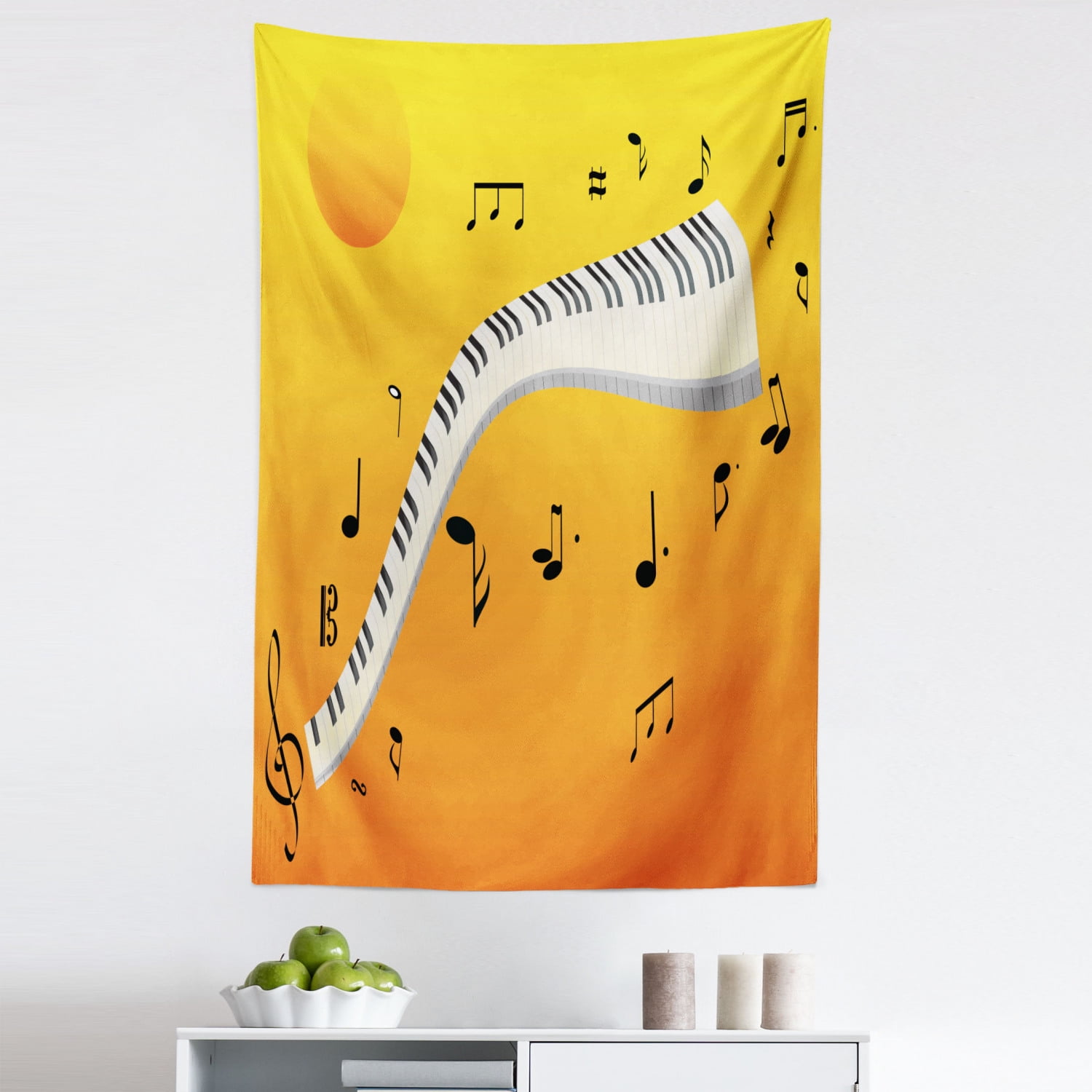 Music Note Tapestry, Joy in the Air as the Sunsets Piano Keys Floating ...