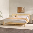 Walker Edison Boho Solid Wood and Rattan Paneled King Bedframe, Natural ...