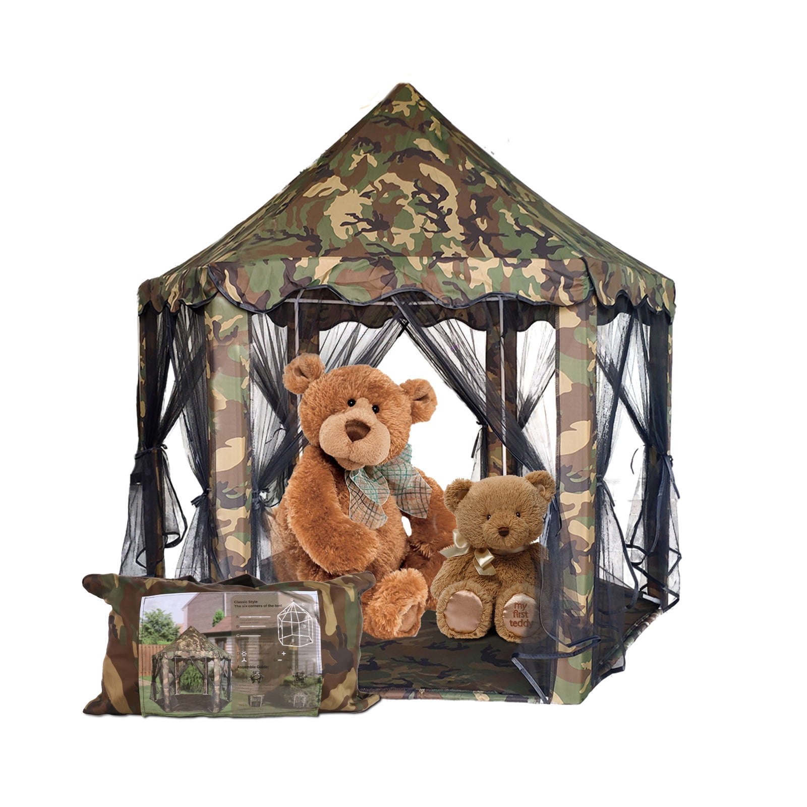 SAKURA Play Tent with Carry Bag,Large Size 55" x 53" Camouflage Green ...