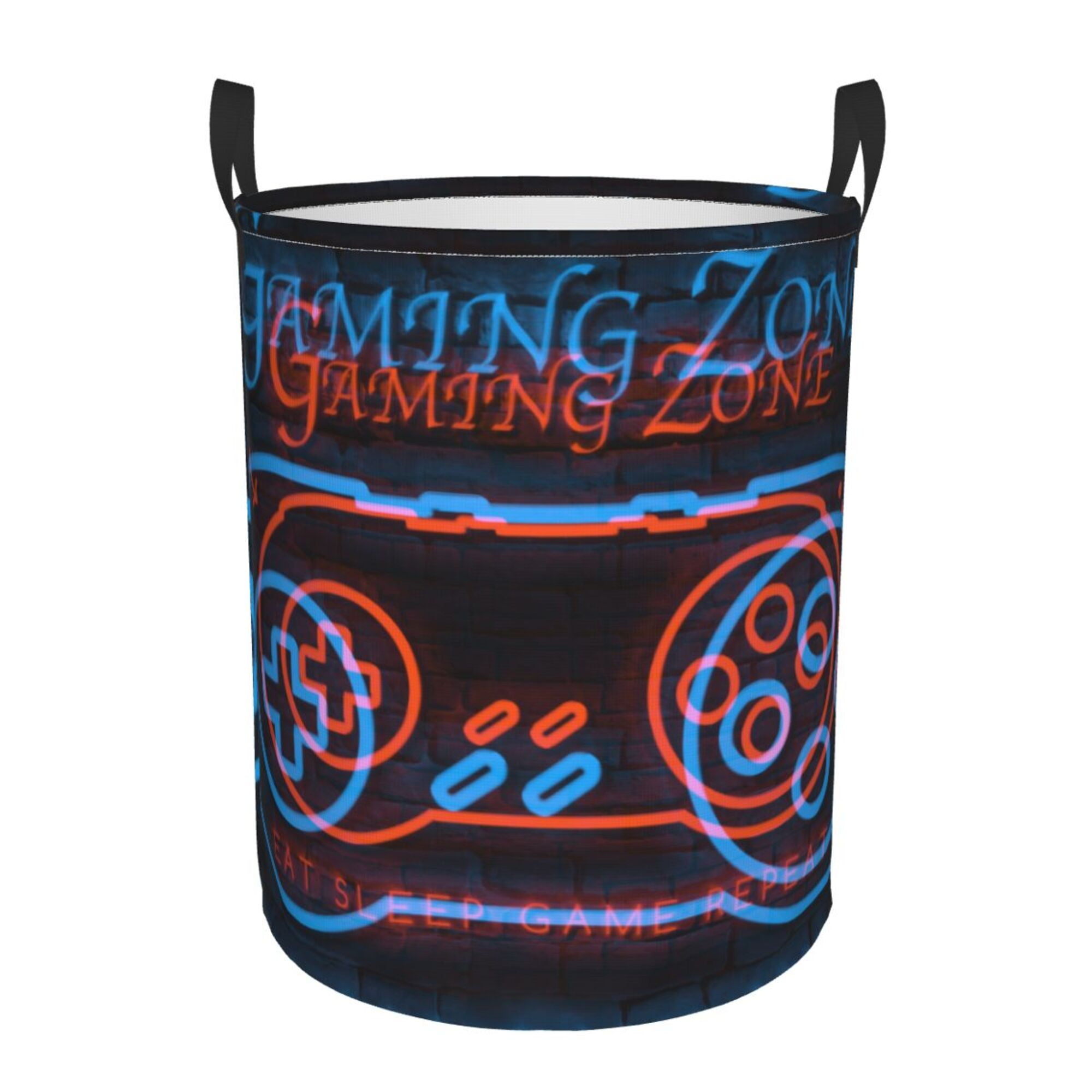 XMXY Round Laundry Basket Organizer, Neon Slogan Double Color Blue ...