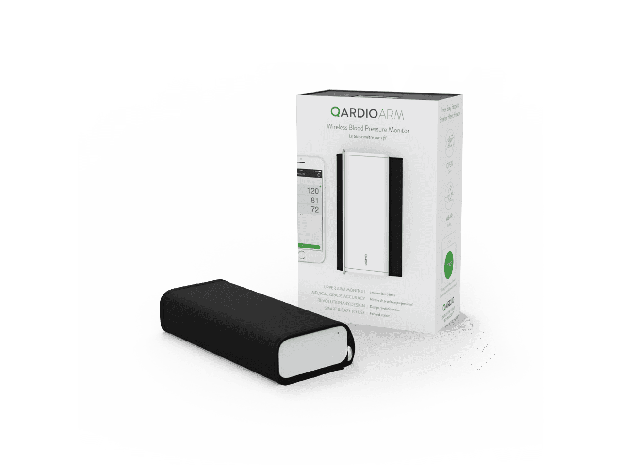 QardioArm Compact Portable Bluetooth Blood Pressure Monitor Easy Use Travel Device with Cuff White Walmart