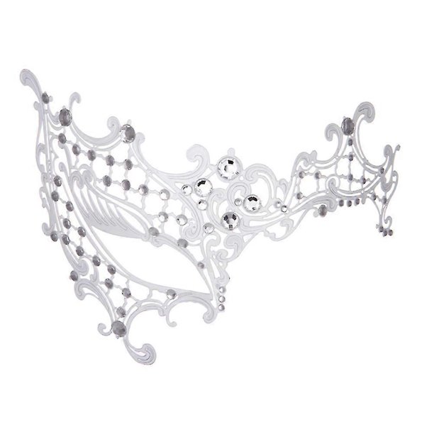 Thin Metal Lace Shape Mask Half-face Mask Silver Plated Rhinestone Mask ...