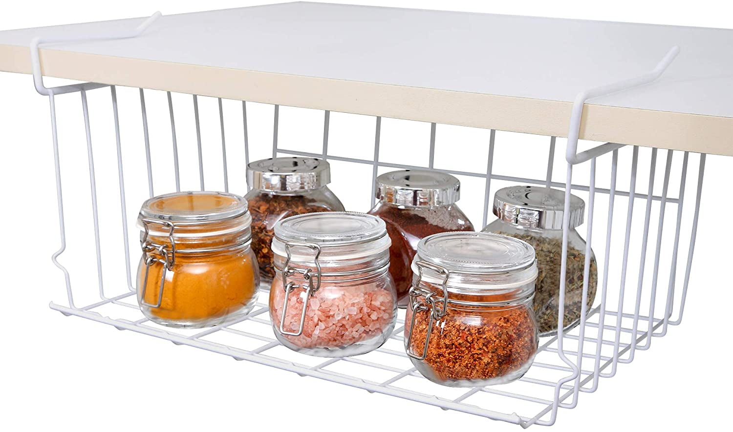 Smart Design Undershelf Storage Basket - Medium - Snug Fit Arms - Steel ...