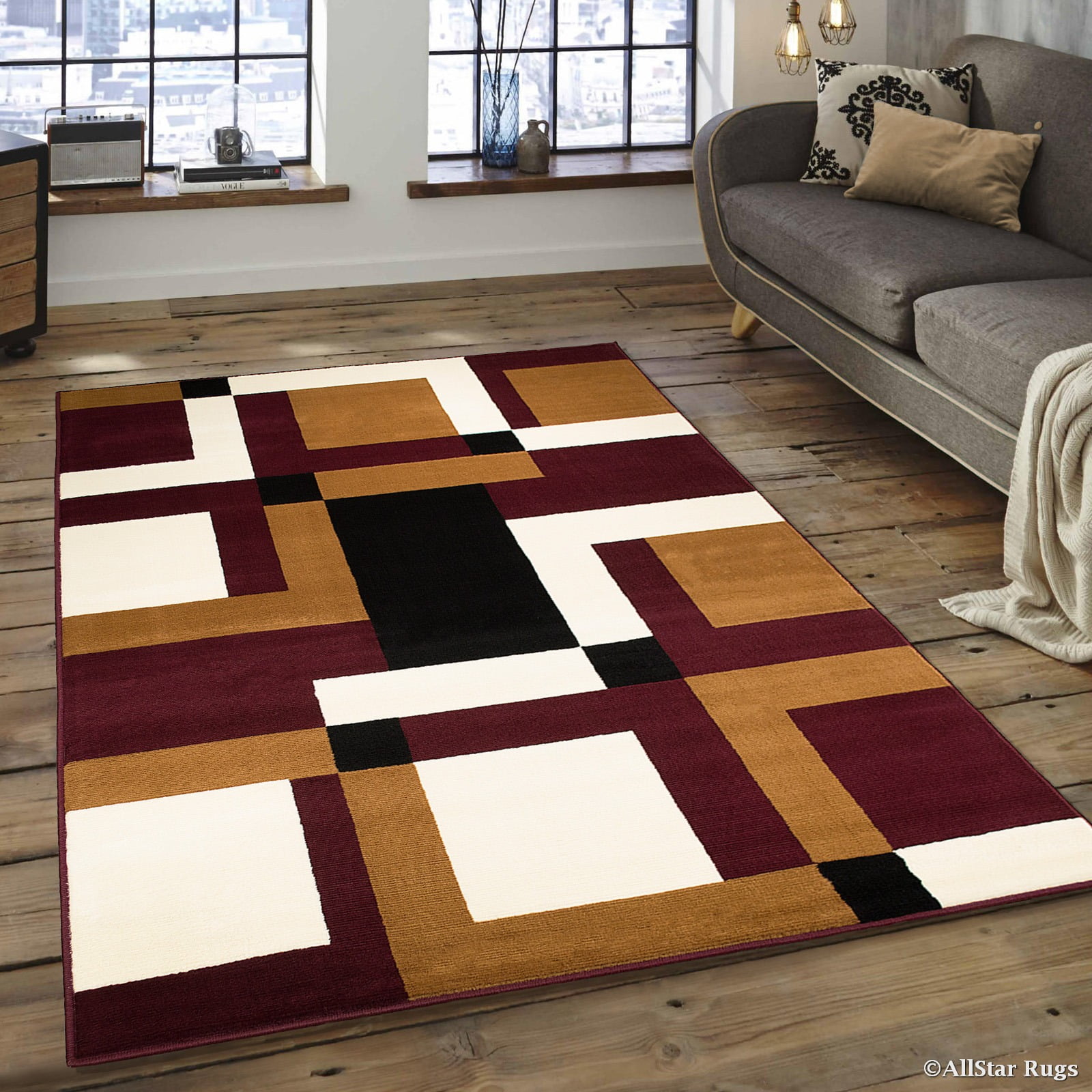 Allstar Burgundy Area Rug. Contemporary. Abstract. Traditional ...
