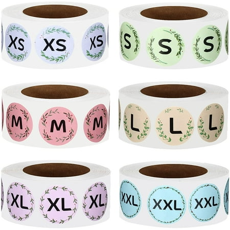 3000 Pieces Clothing Size Sticker Labels Colorful Coded Adhesive Labels ...