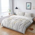 4 Piece Duvet Cover Set Cal king, Gray Branches Golden Leaves Gradient ...