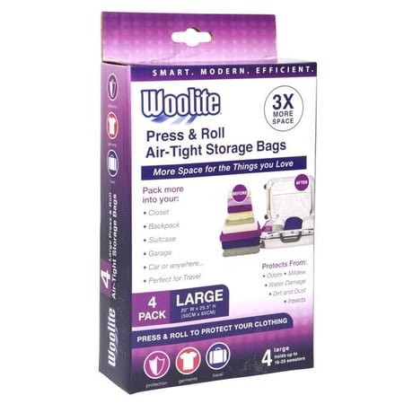 Woolite W-85568 Air-Tight Hand Roll Vacuum Storage Bags - 4 Piece ...