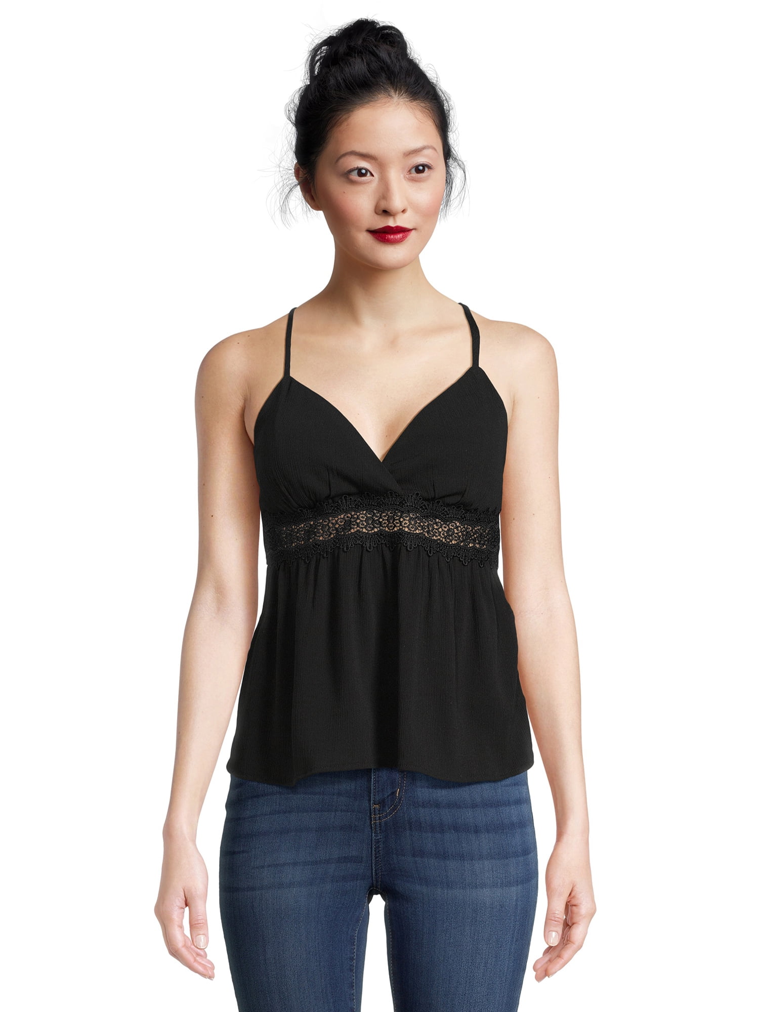 No Boundaries Juniors Crochet Trim Cami Top - Walmart.com
