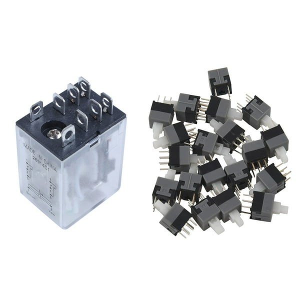 8-Pin LED Electromagnetic Relay 1 Pcs with 6 Pin DPDT Latching Tact ...