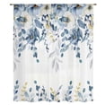Blue Wild Flowers Sheer Curtains 45" Long for Bedroom, Spring ...