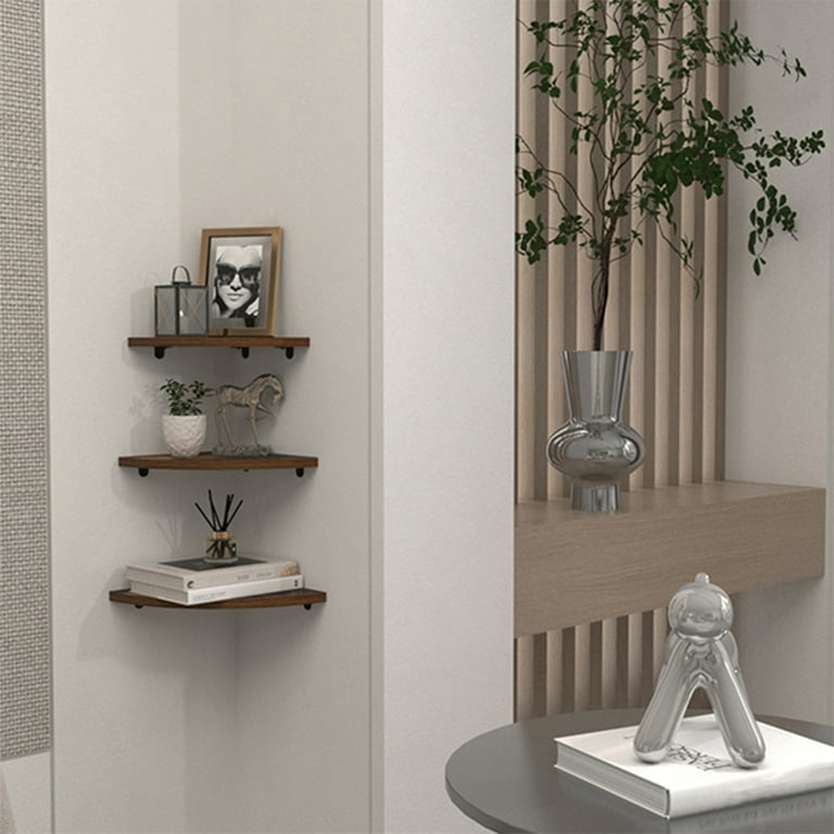 Corner Shelves Hanging Oak Wood Corner Shelf Wall Mount For Kitchen,