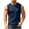 Antinious Men Solid Button Pockets Round Neck Sleeveless Loose ...