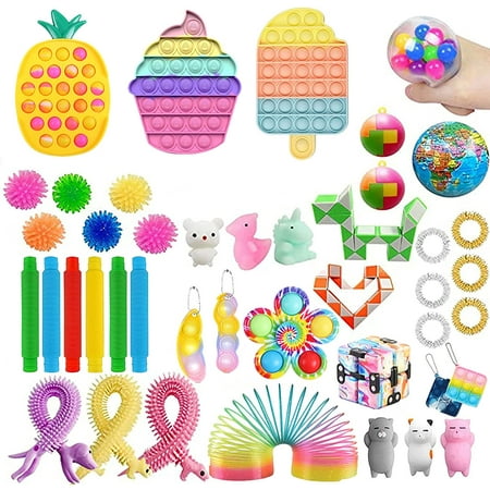 HTCM 45Pcs Fidget Packs Anti-Anxiety Tools, Fidget Block Set Stress ...