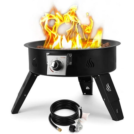 ONLYFIRE Propane Fire Pit with Lava Rocks - 19 Inch Height Adjustable ...