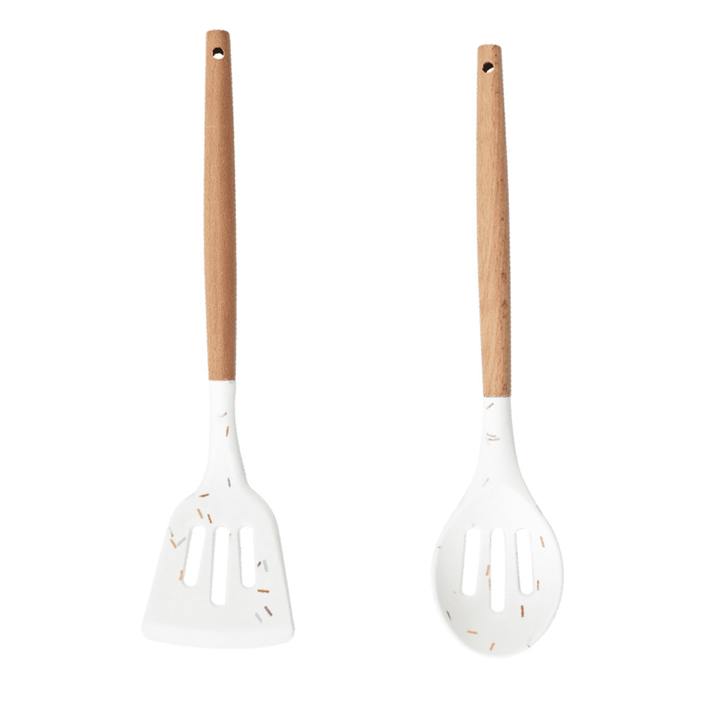 Kitchen Utensils Set for Cooking with Wood Handle for Non-Stick ...