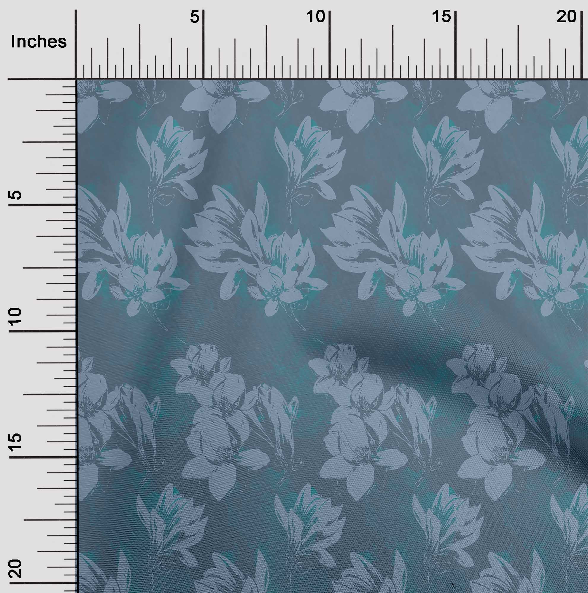 oneOone Cotton Cambric Teal Blue Fabric Florals Dress Material Fabric ...
