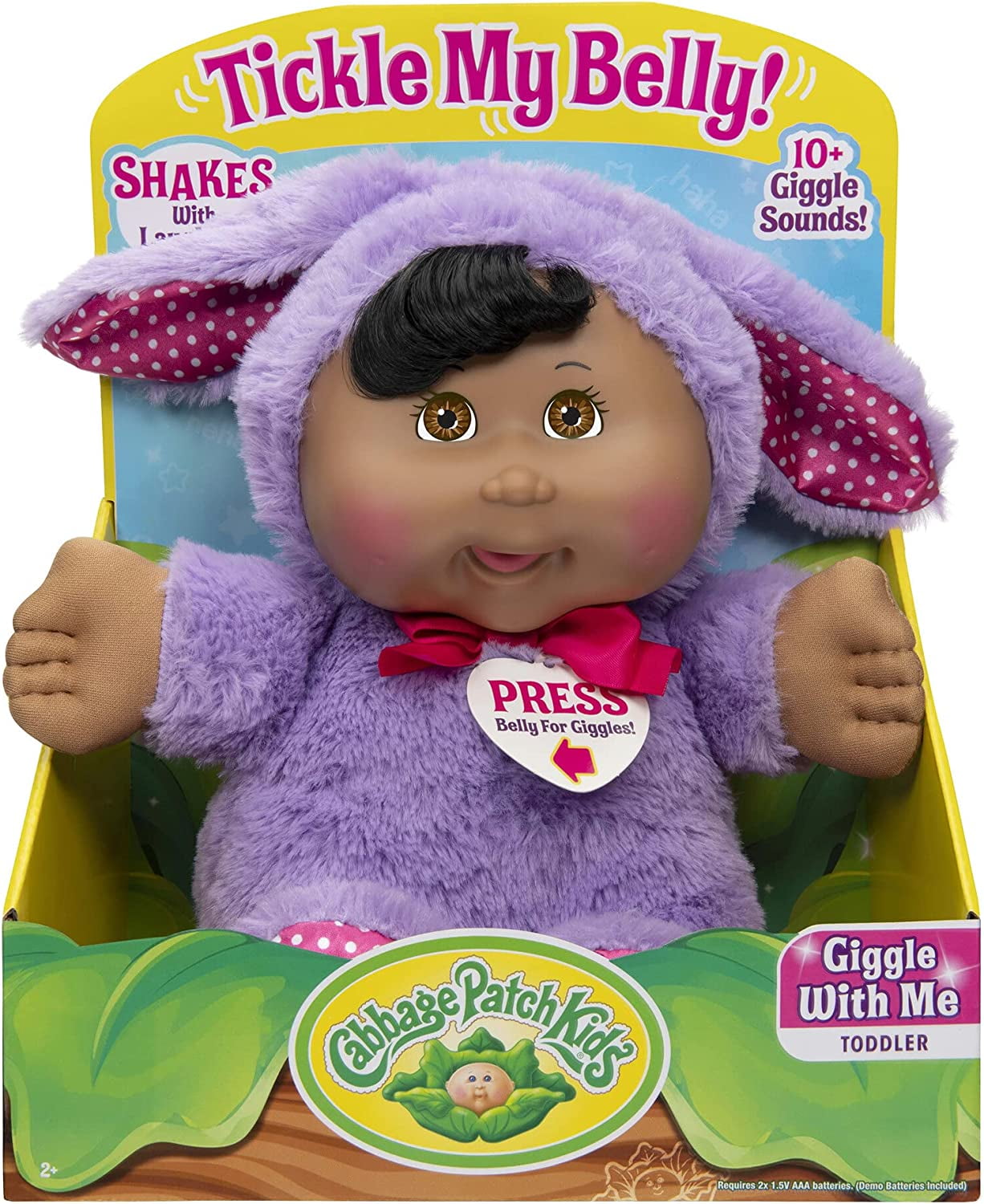 Cabbage Patch Kids Deluxe Toddler Giggle with Me, Purple Bunny Fashion ...