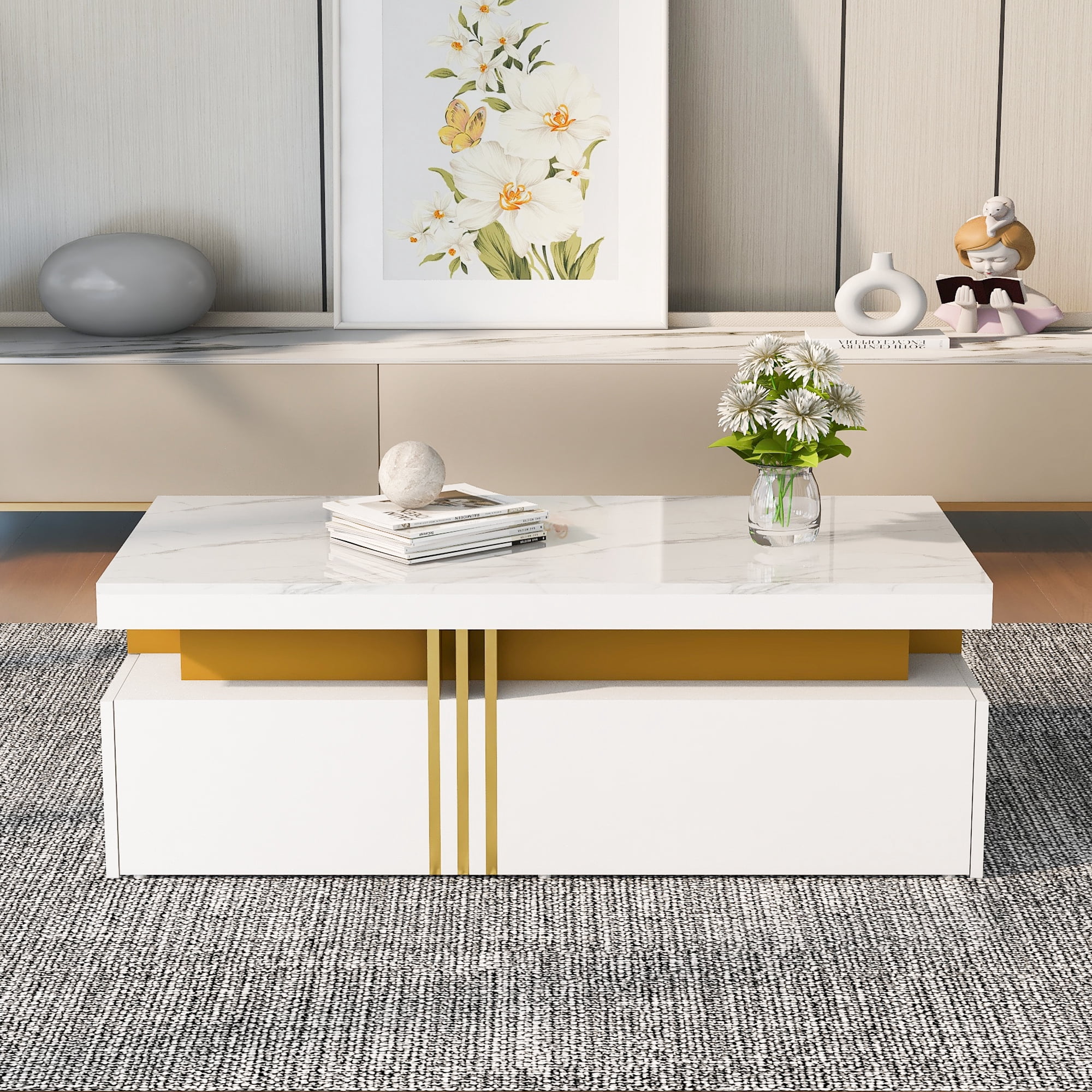 Click here for Noble House Modern Coffee Table marble Pattern Hig... prices