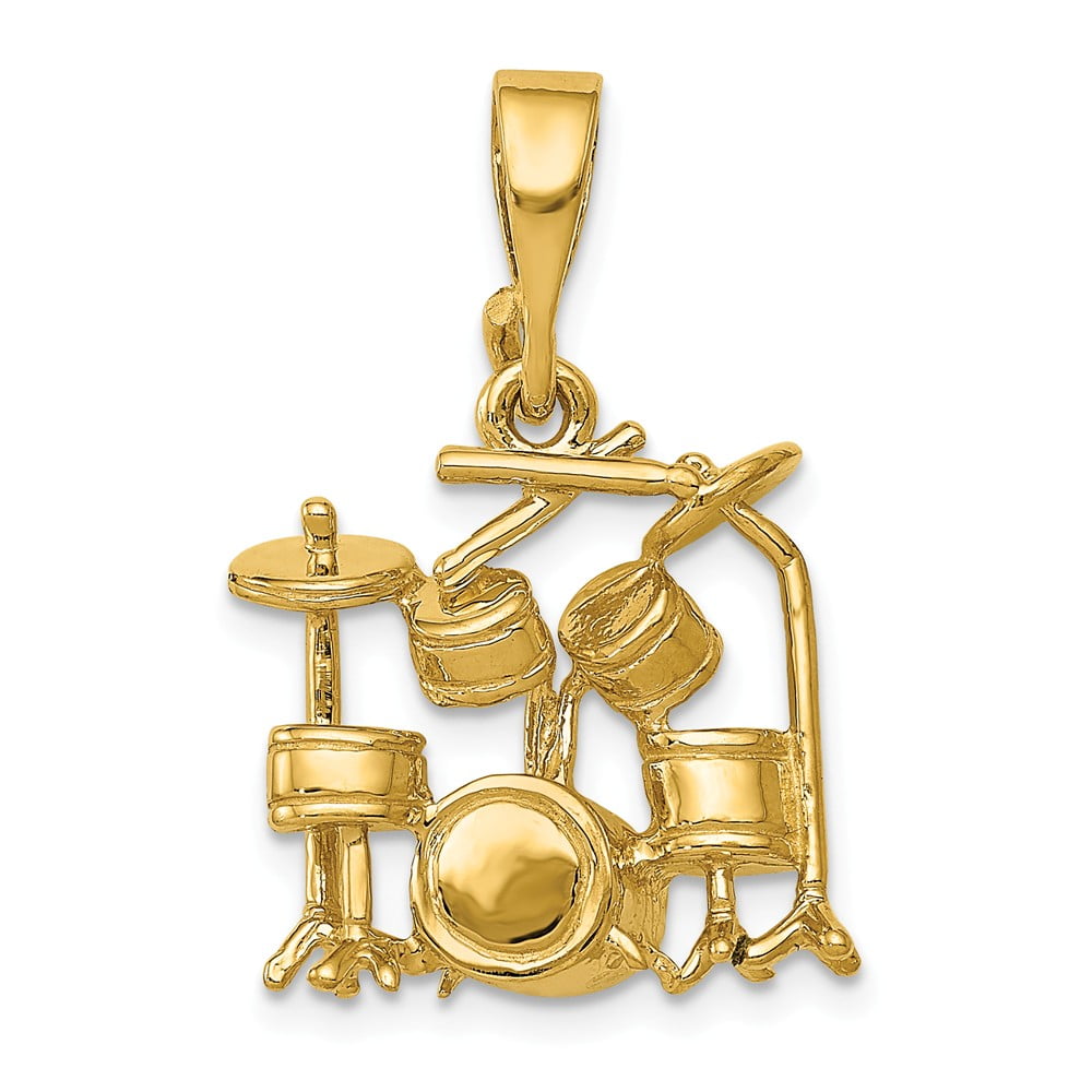FB Jewels 14K Yellow Gold Drum Set Charm - Walmart.com