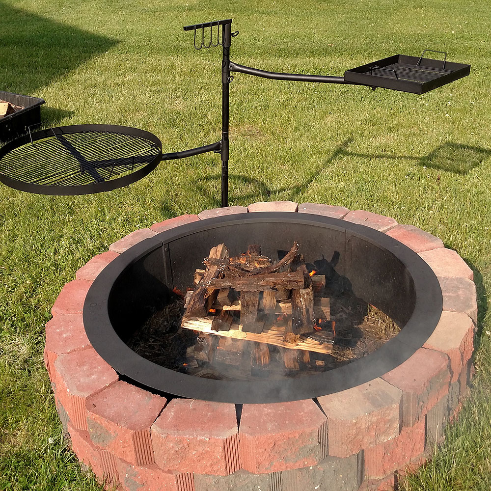 Sunnydaze Dual Campfire Cooking Grill Grate Swivel System Outdoor Sunnydaze Dual Campfire Cooking Grill Grate Swivel System Outdoor