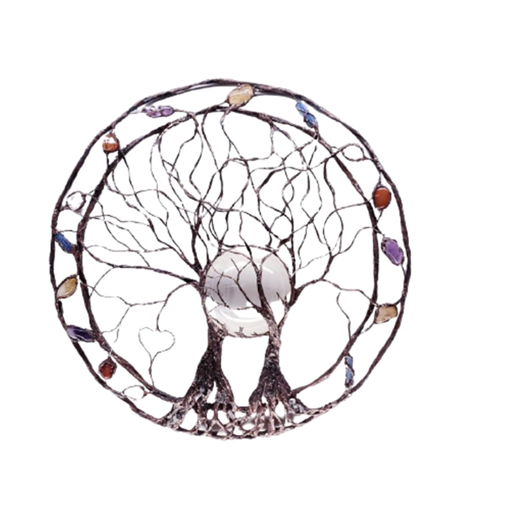 Round Tree-of-Life Hanging Ornament Simple Iron Craft Wall Hanging For ...