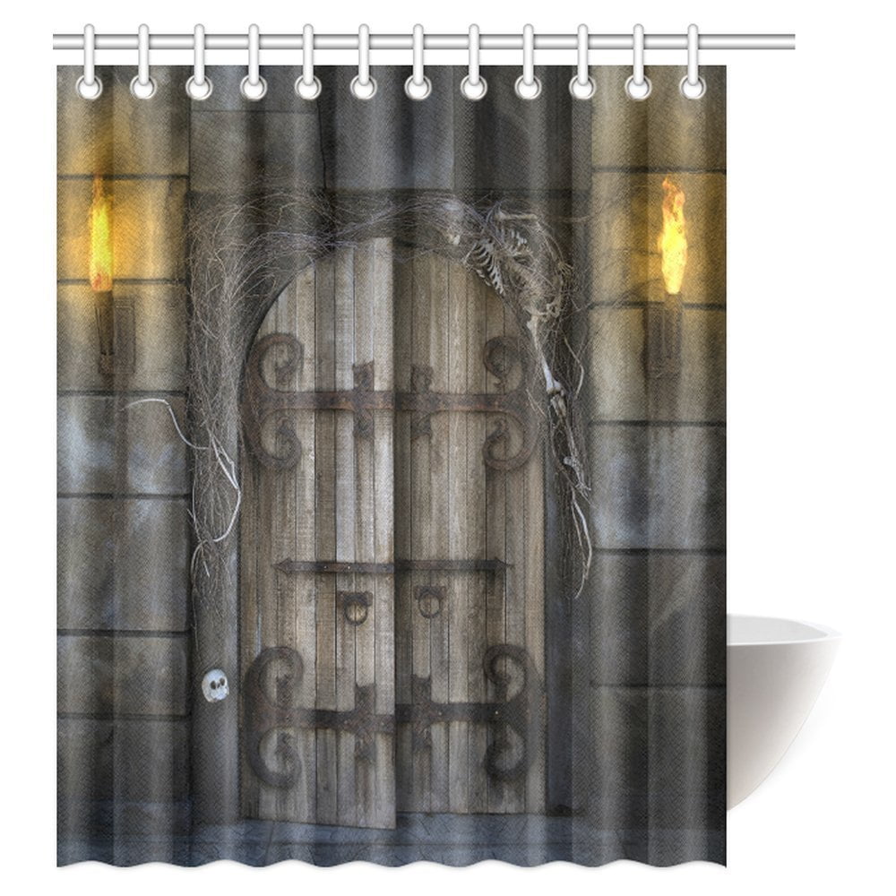 MYPOP Gothic Door House Decor Shower Curtain, Dark Mystic Ancient Gate ...