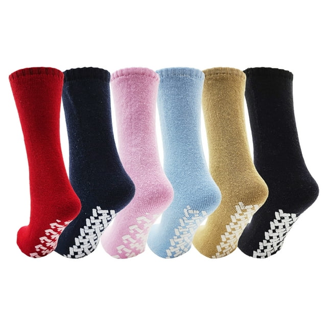 Anti-Slip Slipper Socks, 6 Pairs, Gripper Bottom Unisex Men Women ...