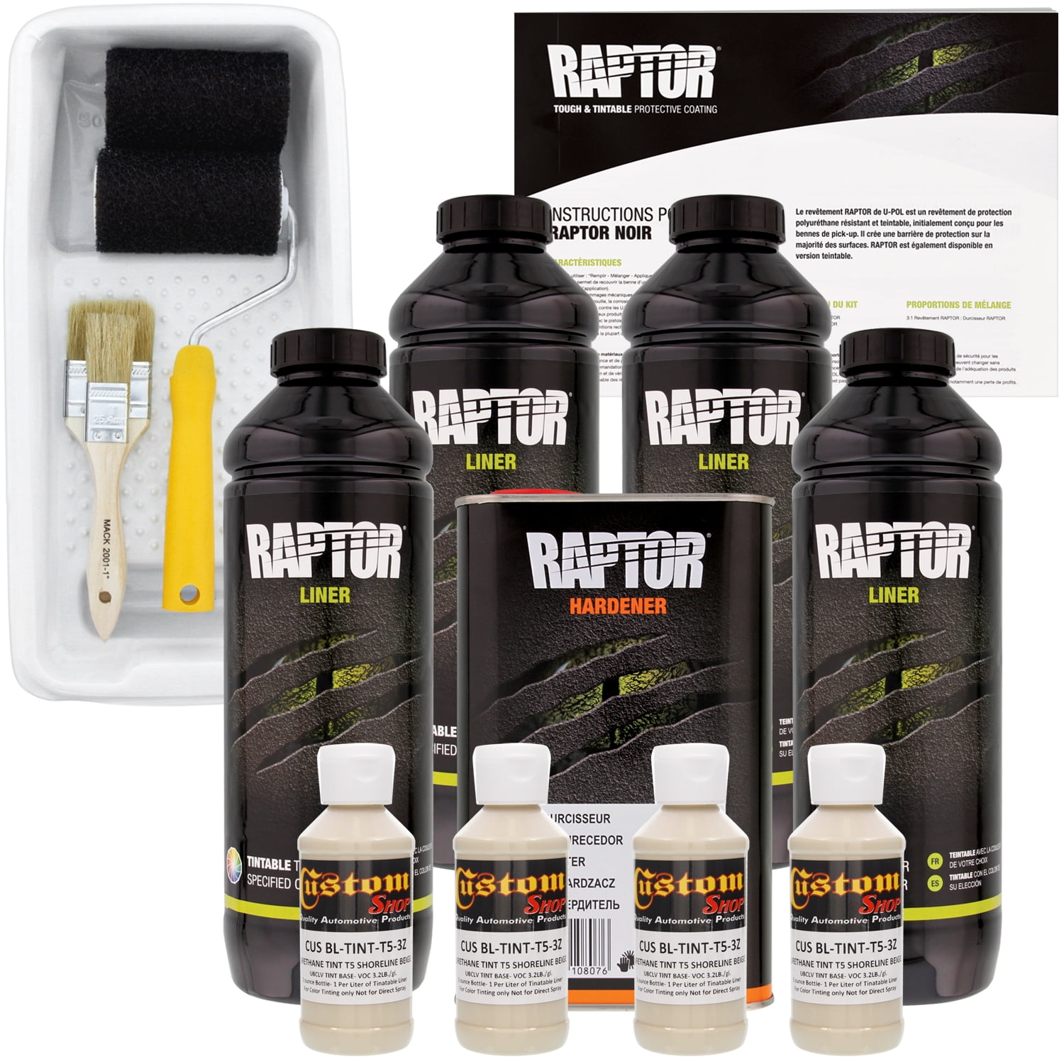 Raptor Shoreline Beige Urethane Spray-On Truck Bed Liner Roller Kit, 4 ...