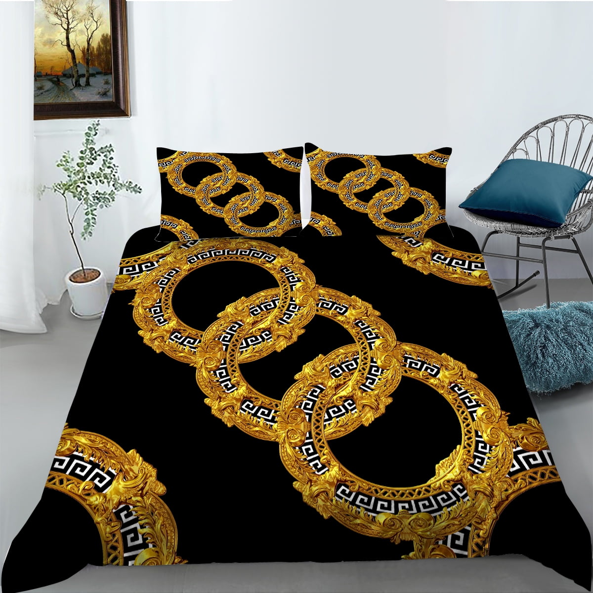 Wenjialing 3d Luxury Printing Duvet Cover Set Soft Bedding Set Quilt