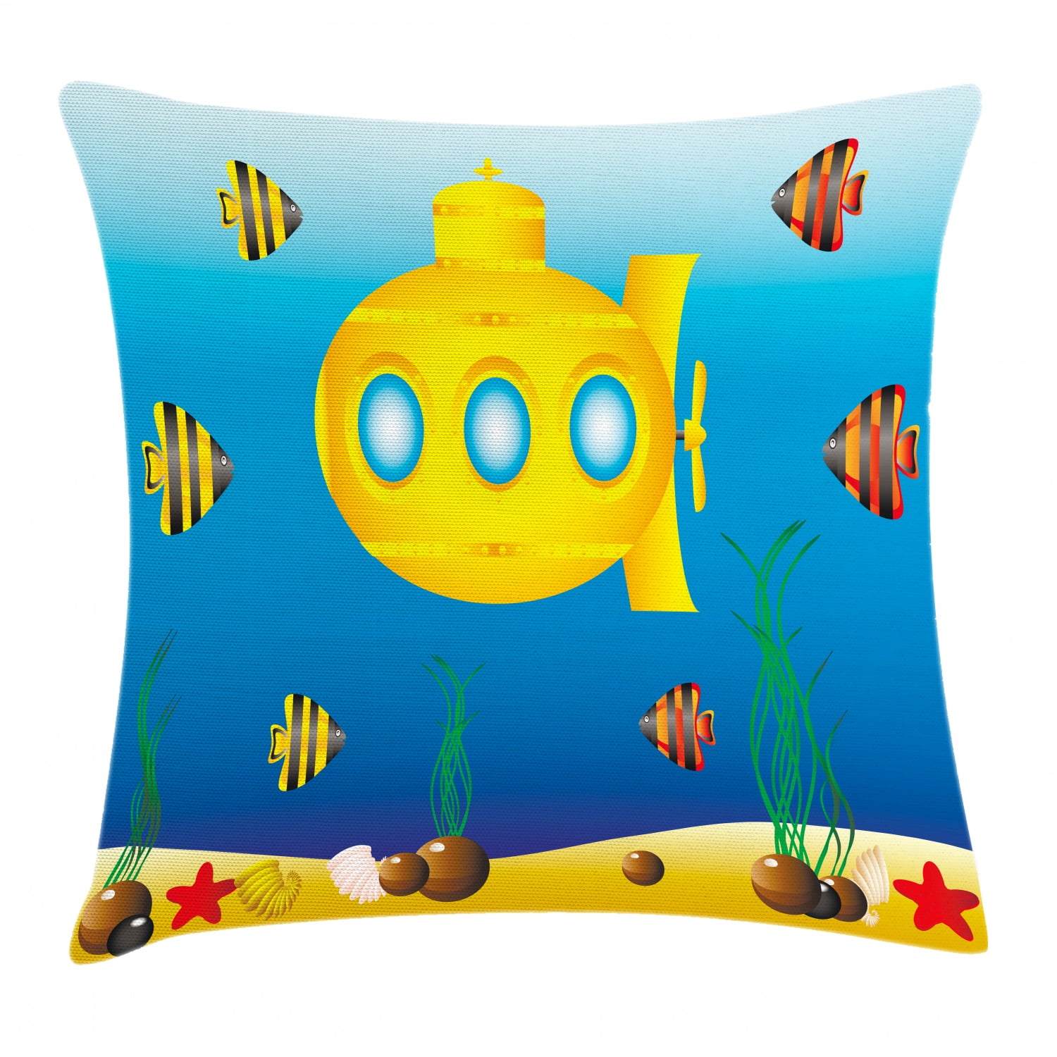 Yellow Submarine Decor Throw Pillow Cushion Cover, Nautical Theme a ...