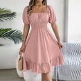 biudgviw Dresses for Women Ruffle Short Sleeve A Line Dress Casual ...