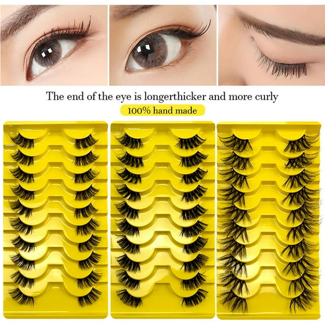 GROFRY 10 Pairs False Eyelashes Dense Realistic Soft Curly Eyelash ...
