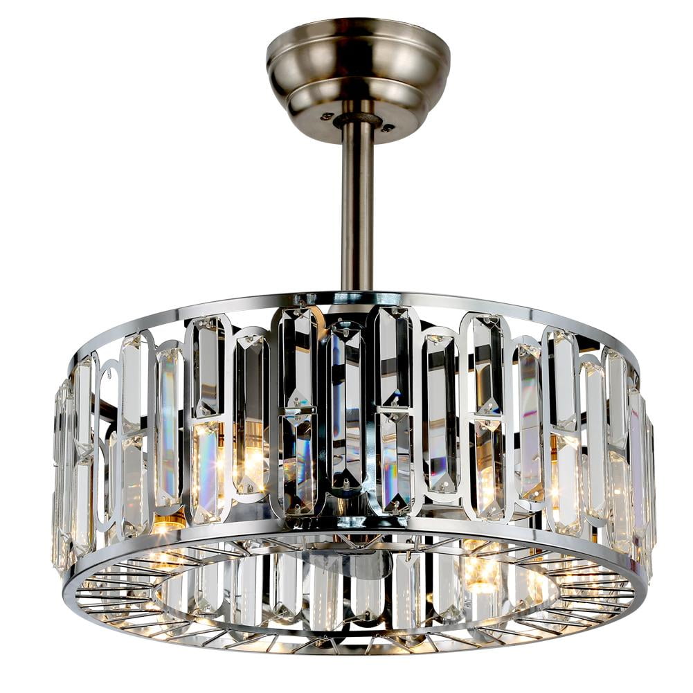 FINE MAKER 18" Round Chandelier with Fan Industrial Caged Chandelier ...