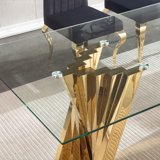 Ssline Dining Table with Tempered Glass Top Gold Mirror Finish ...