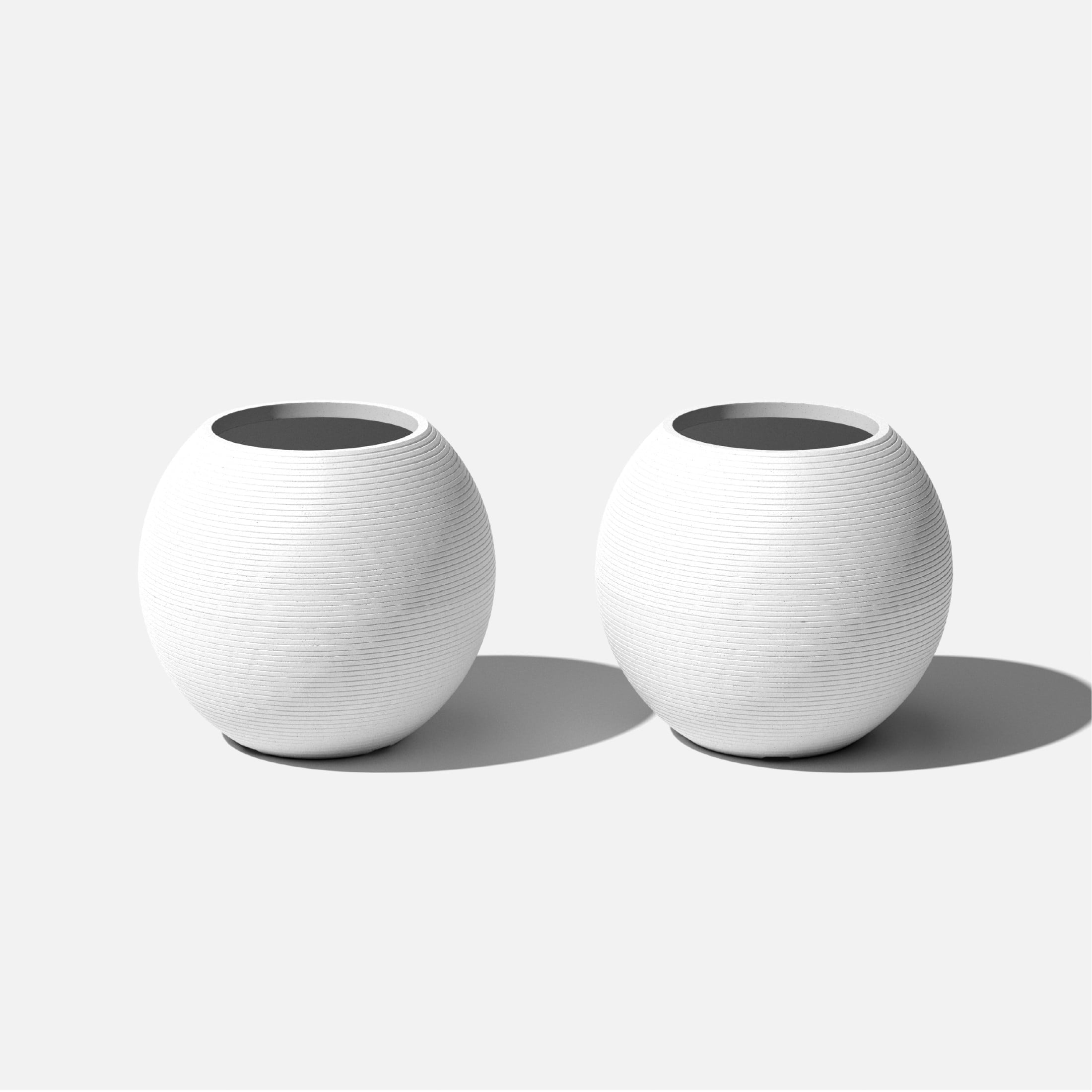 Veradek Strata Series Sphere Plastic-Stone Round Planter - White, 2 ...