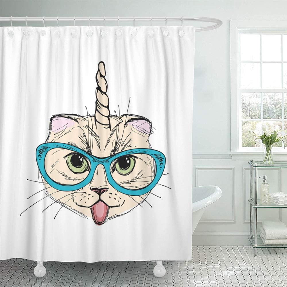 KSADK Unicorn Portrait Unicat Cute Cat with Horn White Adorable Animal ...