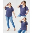 TIYOMI Ladies Plus Size 4X Blue Tops V Neck Blouses Short Sleeve Shirts ...