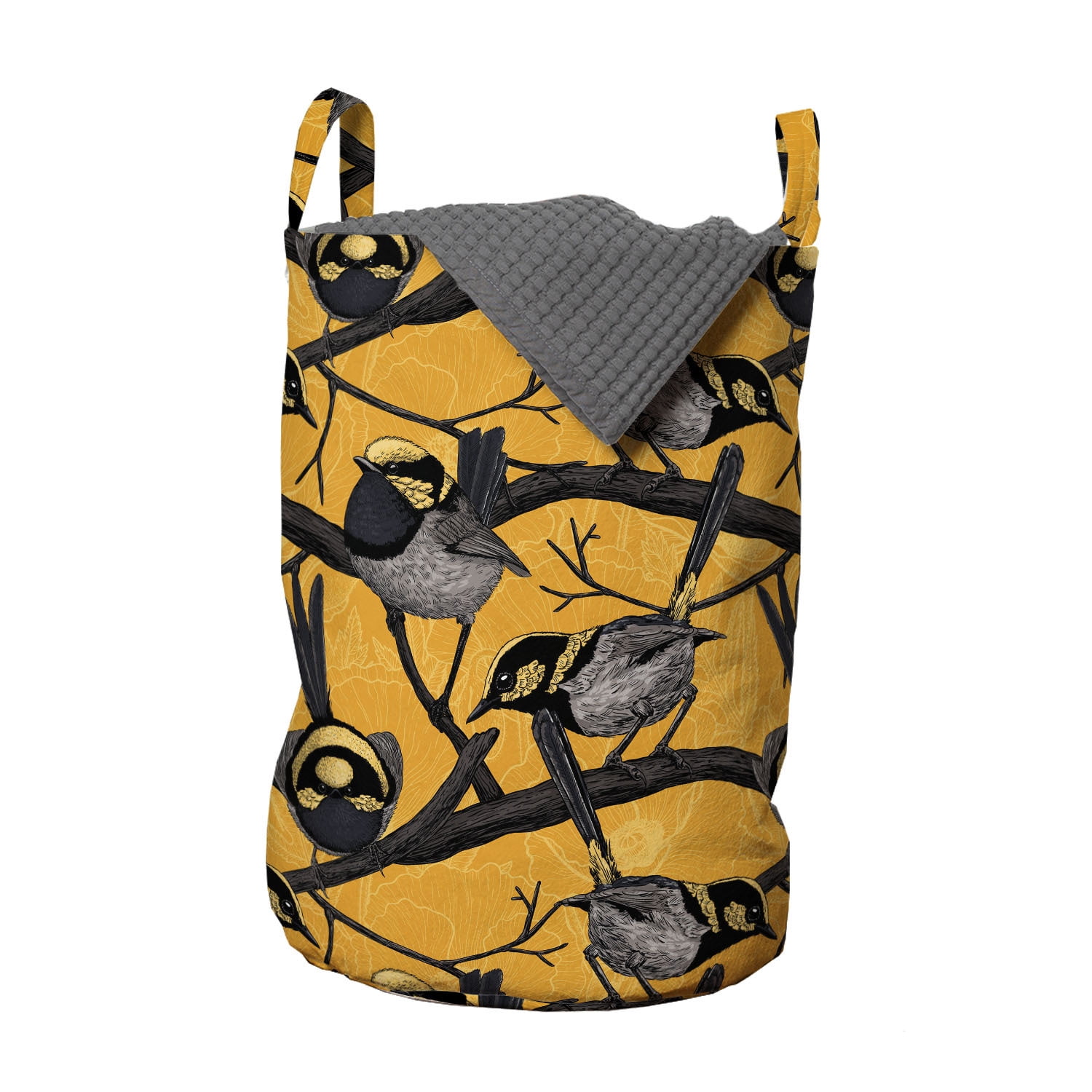 Bird Laundry Bag, Flying Animal Fairy Wren on Twigs Realistically Drawn ...