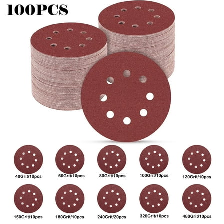 80PCS 5 Inch Hook and Loop Sanding Discs - Various Grit Paper for ...