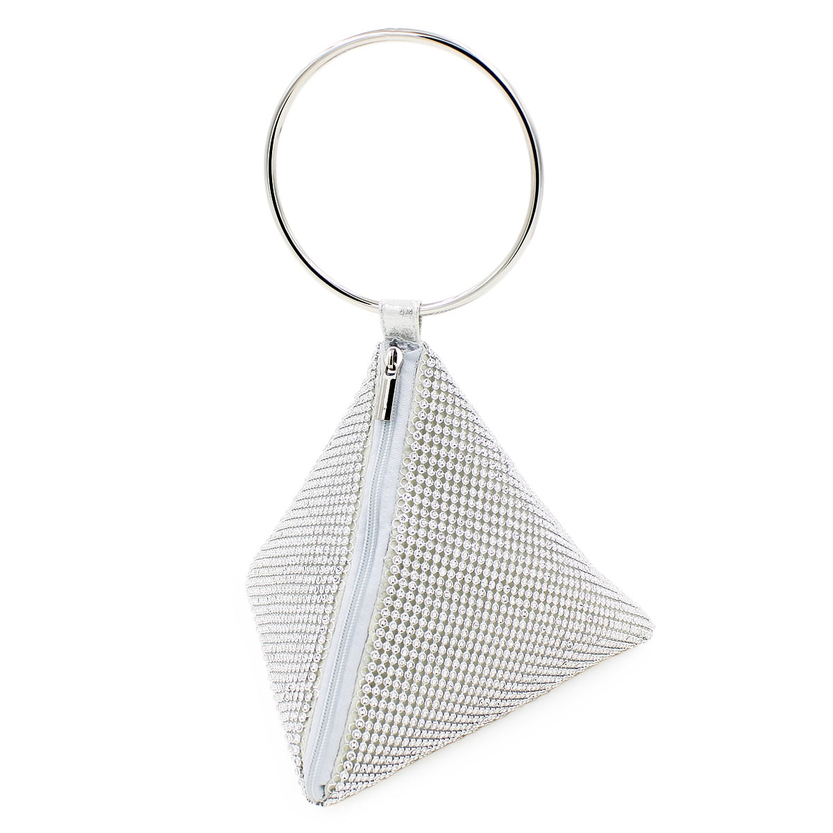 Rhinestone Mesh Triangle Pyramid Clutch Full Crystal Soft Wristlet ...