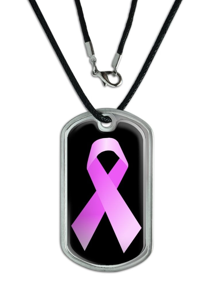 Breast Cancer Ribbon on Black Dog Tag - Walmart.com