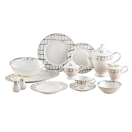 Royalty Porcelain 57-pc Banquet Dinnerware Set for 8, 24K Gold Premium ...