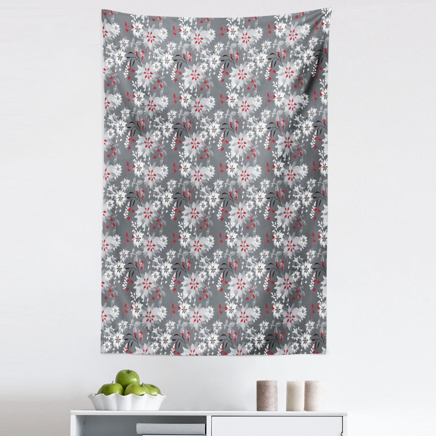 Floral Tapestry, Spring Season Illustration with Greyscale Backdrop ...
