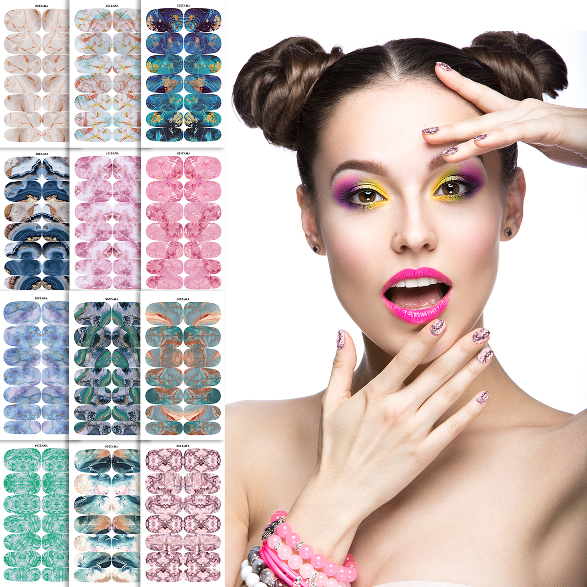 CIYAPED 12 Sheets Nail Polish Stickers Self Adhesive Nail Polish CIYAPED 12 Sheets Nail Polish Stickers Self Adhesive Nail Polish