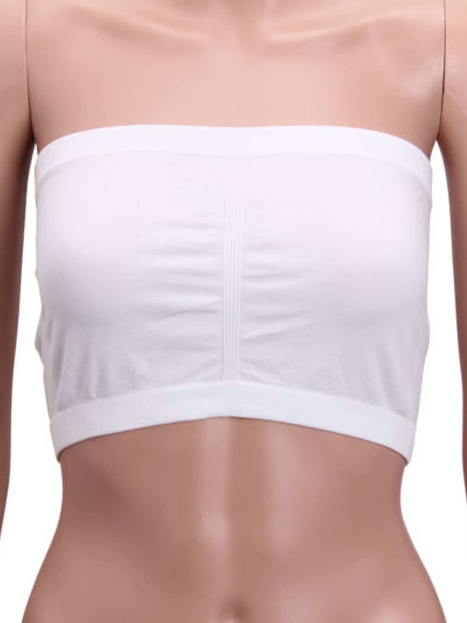 Jkerther Women Plus Size Strapless Bra Bandeau Tube Removable Padded